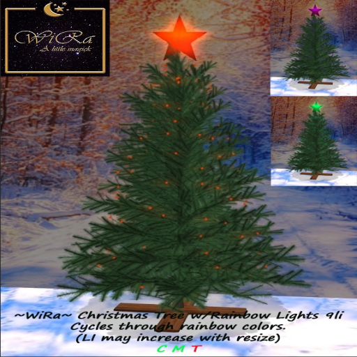 Second Life Marketplace - ~WiRa~ Christmas Tree w/Rainbow Lights (BOX)