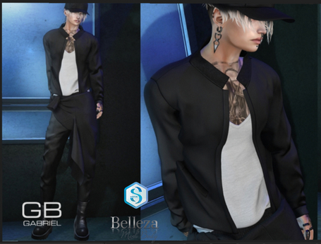 Second Life Marketplace - ::GB::jersey jacket (Black T) (Belleza) Black