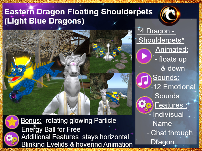 Second Life Marketplace - ^..^ Light Blue Dragon shoulderpet *floating ...