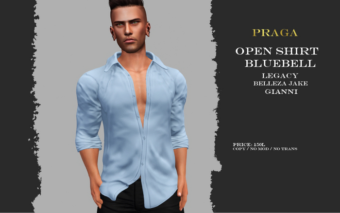 Second Life Marketplace - Praga Open shirt - Bluebell
