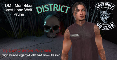 Second Life Marketplace - DM - Men Biker Vest Lone Wolf Prune