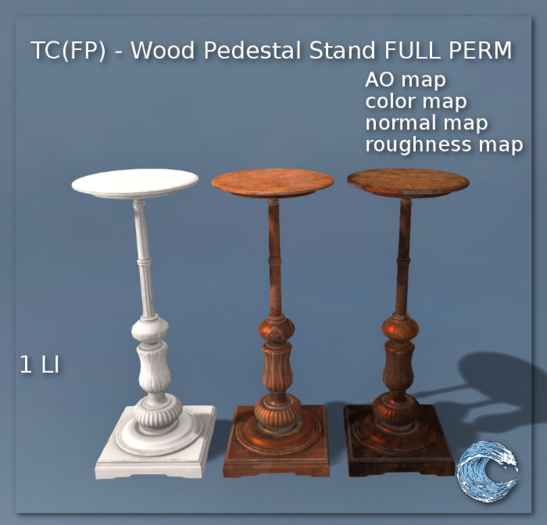 Second Life Marketplace - TC(FP - Wood Pedestal Stand FULL PERM