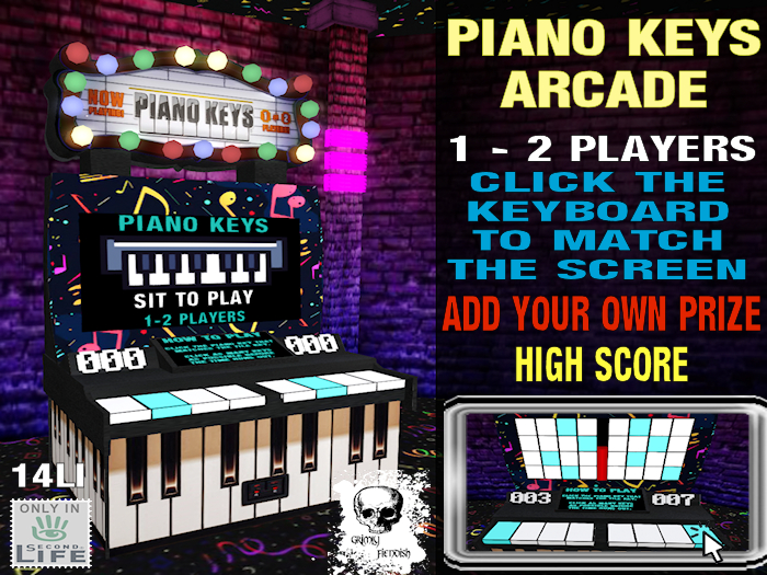 Second Life Marketplace - Grimly Fiendish - Piano Keys Arcade