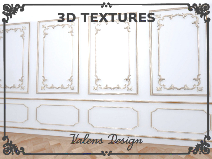 Second Life Marketplace - 3D TEXTURES White molding wooden wall White ...