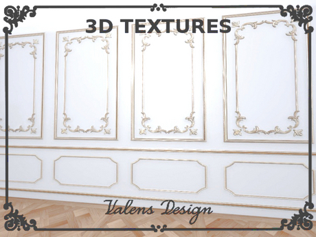 Second Life Marketplace - 3D TEXTURES White molding wooden wall White ...