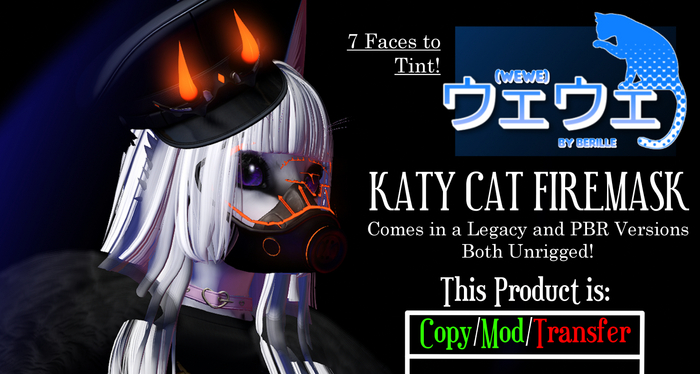 Second Life Marketplace - [WEWE] Katy Cat Firemask Unrigged (PBR ...