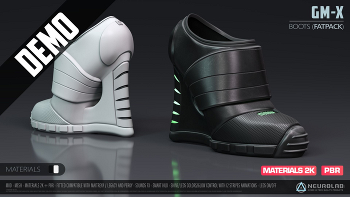 Second Life Marketplace - *DEMO* BOOTS GM-X (FATPACK + PBR) [Neurolab Inc.]