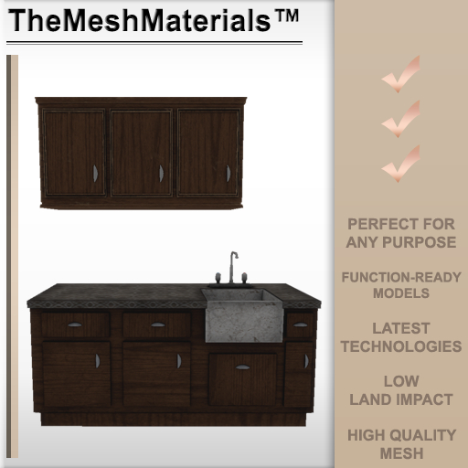 Second Life Marketplace - The Mesh Materials - Mini Kitchen Sink & Wall ...