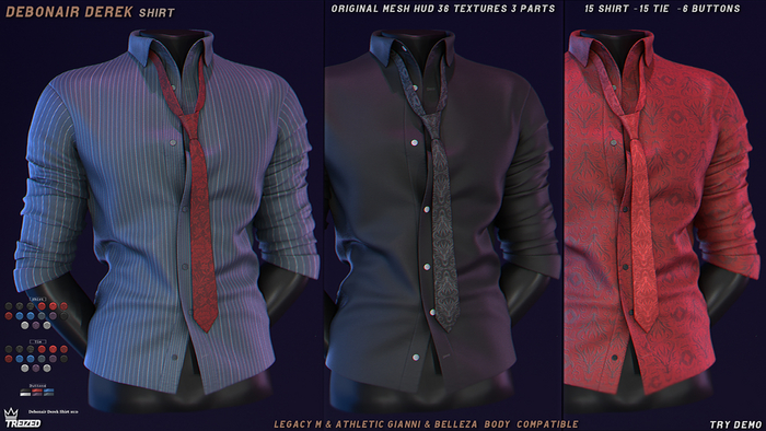 Second Life Marketplace - TREIZED Debonair Derek Shirt FP