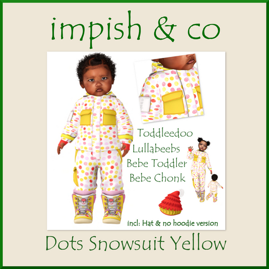Second Life Marketplace - impish & co ~ Dots Snowsuit Yellow BOX