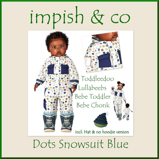 Second Life Marketplace - impish & co ~ Dots Snowsuit Blue BOX