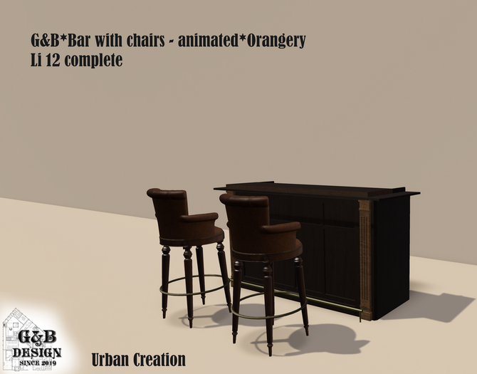 Second Life Marketplace - G&B*Bar Counter with Chairs*animated*