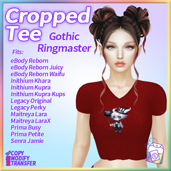 Second Life Marketplace - ~TL~ Gothic Ringmaster Cropped Tee