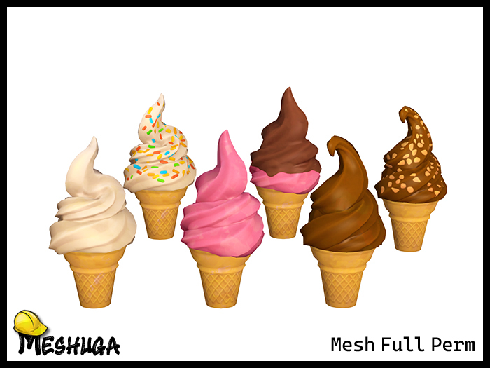 Second Life Marketplace - Meshuga Kawaii Soft Ice Cream Pack FULL PERM MESH