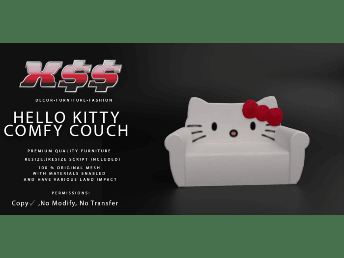 Second Life Marketplace - (X$$) - Hello Kitty Couch (BOXED)