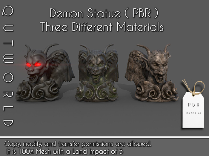 Second Life Marketplace - .::QUTWORLD Demon Statue (PBR)::.FP