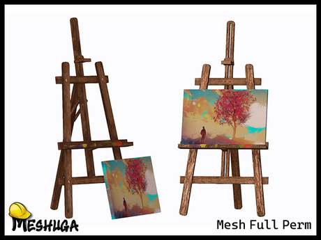 Second Life Marketplace - Meshuga Art Easel & Canvas Painting FULL PERM ...