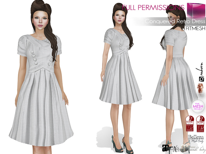 Second Life Marketplace - FULL PERM Female Conquered Retro Dress Slink ...