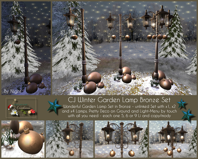 Second Life Marketplace - CJ Winter Garden Lamp Bronze Set