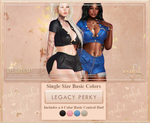 Second Life Marketplace - Cynful Off Duty - Top + Shorts Set - Legacy Perky (Single Size Basic ...