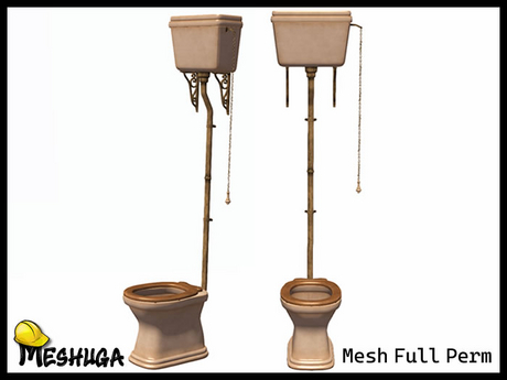 Second Life Marketplace - Meshuga Antique Bathroom - Toilet FULL PERM MESH