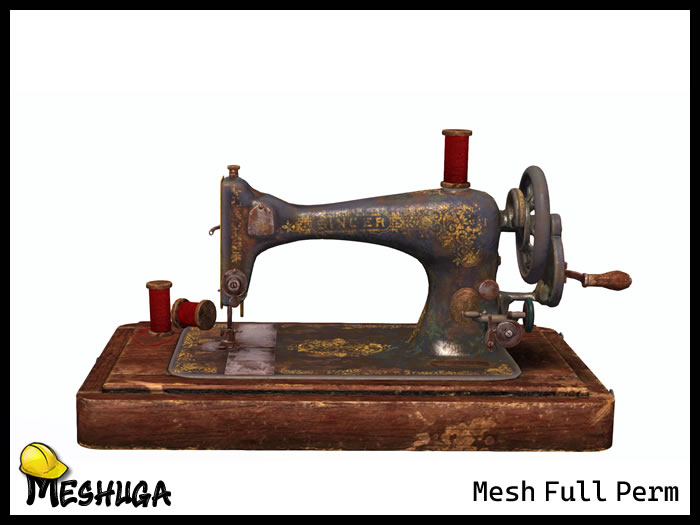 Second Life Marketplace - Meshuga Old Vintage Sewing Machine FULL PERM MESH
