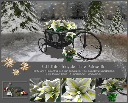 Second Life Marketplace - CJ Winter Tricycle white Poinsettia
