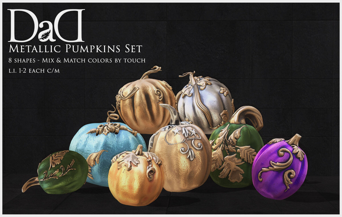 Second Life Marketplace - DaD - Metallic Pumpkins Set - FATPACK