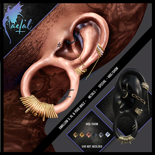 Second Life Marketplace - FaeTal - Ear 98 - Swallow S, XL & Pixie Male