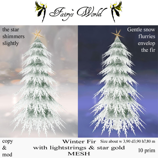 Second Life Marketplace - *Fairy`s World* Winter Fir with Lightstrings ...