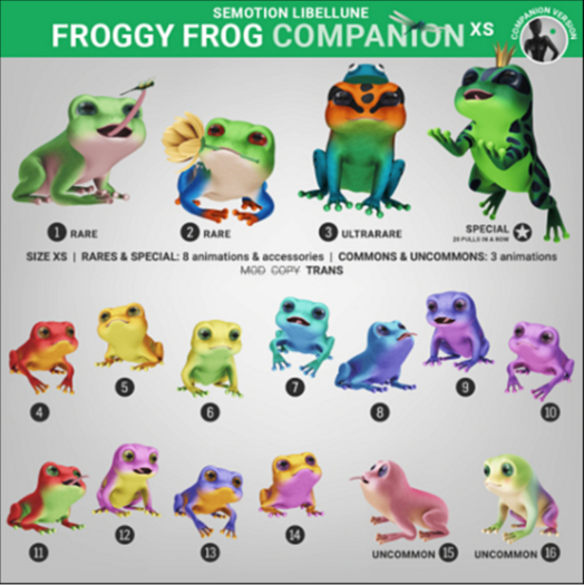 Second Life Marketplace - SEmotion Libellune Froggy Frog XS Companion ...