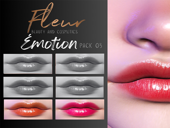 Second Life Marketplace - [Fleur] - Emotion Lipstick Pack 03 EvoX