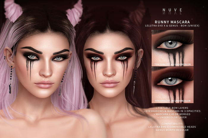 Second Life Marketplace - Nuve. Runny Mascara - Genus MORPH BOM