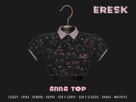 Second Life Marketplace - Eresk :: Anna Top black (ADD)