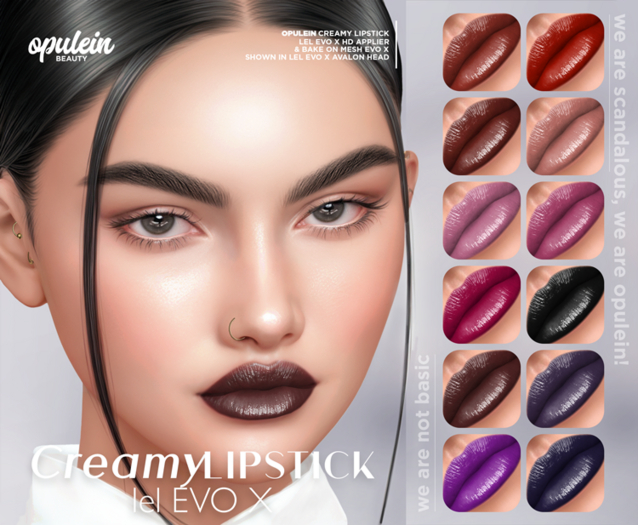 Second Life Marketplace - Opulein: Creamy Lipstick [LEL EVO X]