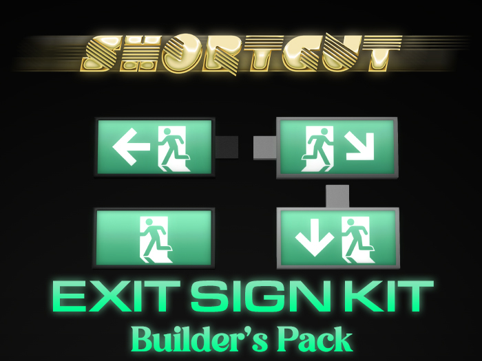 Second Life Marketplace - Shortcut - Exit Sign Kit Builder's Pack Full Perm