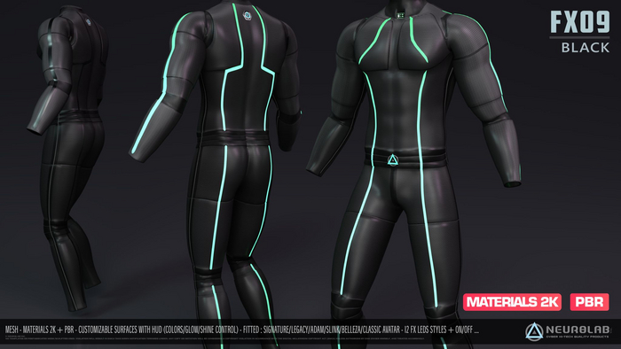 Second Life Marketplace - SUIT FX09 (BLACK + PBR) [Neurolab Inc.]