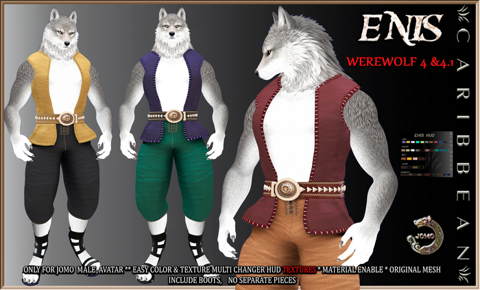 Second Life Marketplace - [CARIBBEAN] ENIS JOMO FURRY WEREWOLF MALE