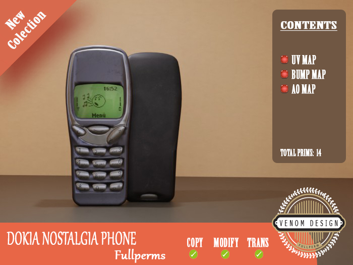 Second Life Marketplace - Dokia Nostalgia Phone | Fullperm