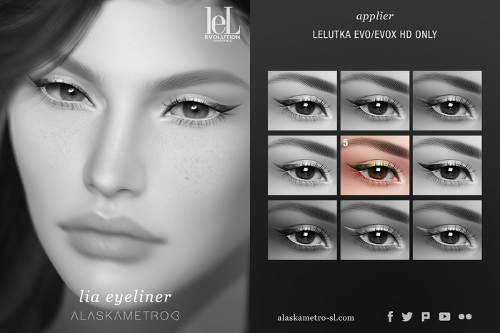 Second Life Marketplace - "Lia" metallic eyeliner TESTER | Lelutka Evo ...
