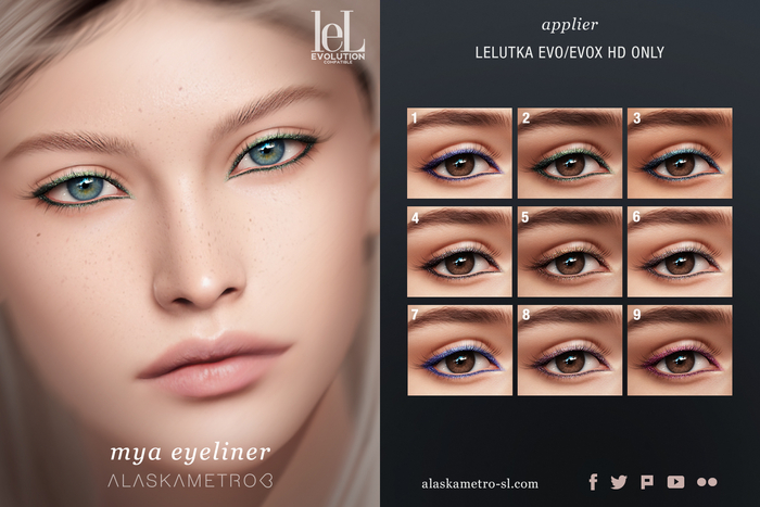 Second Life Marketplace - "Mya" glitter eyeliner | Lelutka Evo/EvoX HD ...