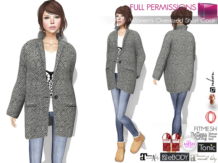 Second Life Marketplace - FullPerm Female Oversized Short Winter Coat ...