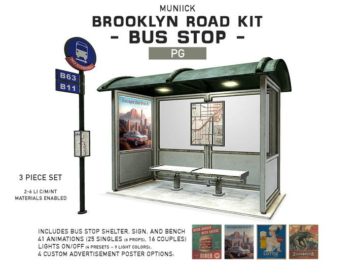 Second Life Marketplace - Muniick - (PG) Brooklyn Bus Stop