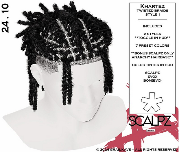 Second Life Marketplace - [GK] KHARTEZ BRAIDED LOCS [ADD ME]