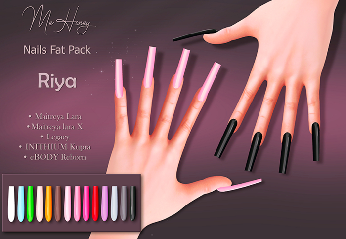 Second Life Marketplace - MeHoney - Riya nails (short) - Fat Pack ...