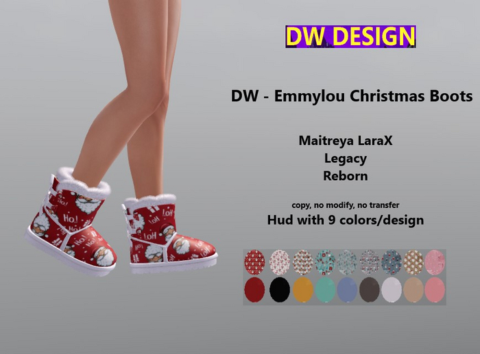Second Life Marketplace - DEMO DW - Emmylou Christmas Boots