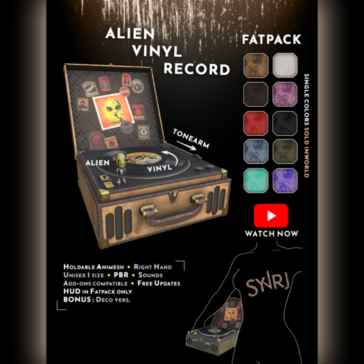Second Life Marketplace - SynRJ ~ Alien Vinyl Player ~ Fatpack