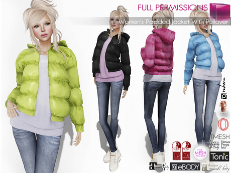 Second Life Marketplace - Full Perm Women's Cute Padded Coat With ...