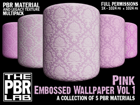 Second Life Marketplace - The PBR Lab - Embossed Wallpaper Pink Vol 1 ...