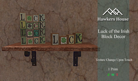 Second Life Marketplace - *HH* Luck of thr Irish Block Decor